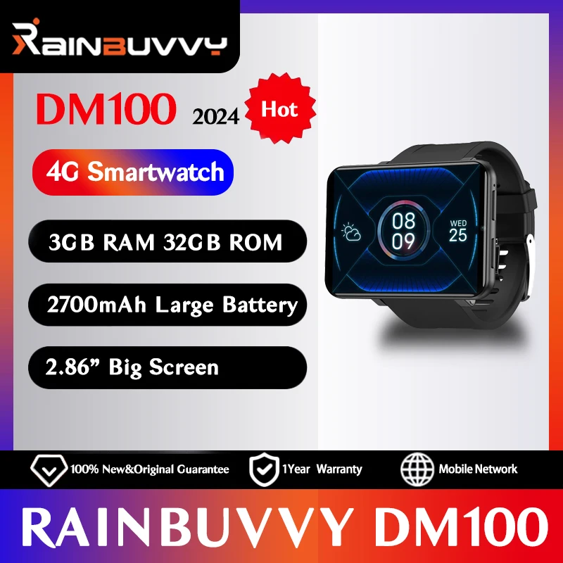 Rainbuvvy-DM100-4G-LTE-Smart-Uhr-Android-7-1-3GB-RAM-32GB-ROM-5MP ...