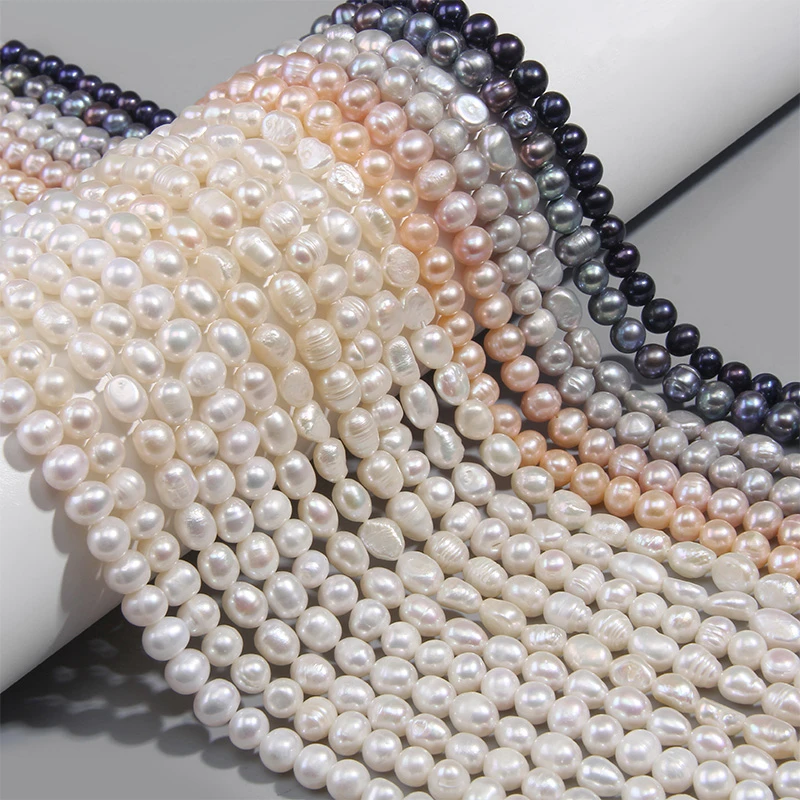 Cuentas de perlas naturales reales cultivadas en agua dulce, Blanco ...