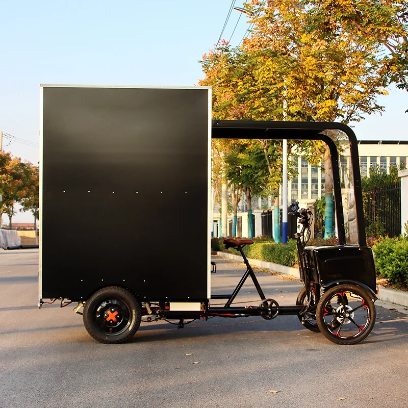 High End 4 Wheel Cargo Delivery Bike with Large Cargo Box Fat Tire Off ...