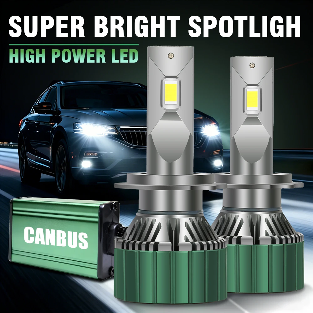 H7 LED Headlight Canbus 300W 50000LM Light Bulbs With Fan Turbo Lamp ...