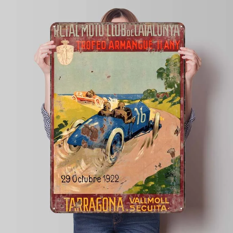 Car-Racing-Tarragona-Vintage-Rusty-Metal-Sign-Metal-Wall-Art-Mural ...