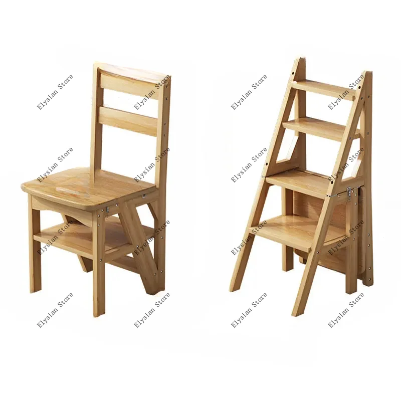 Solid-Wood-Step-Ladders-Folding-Home-High-Stool-Kitchen-Multi ...