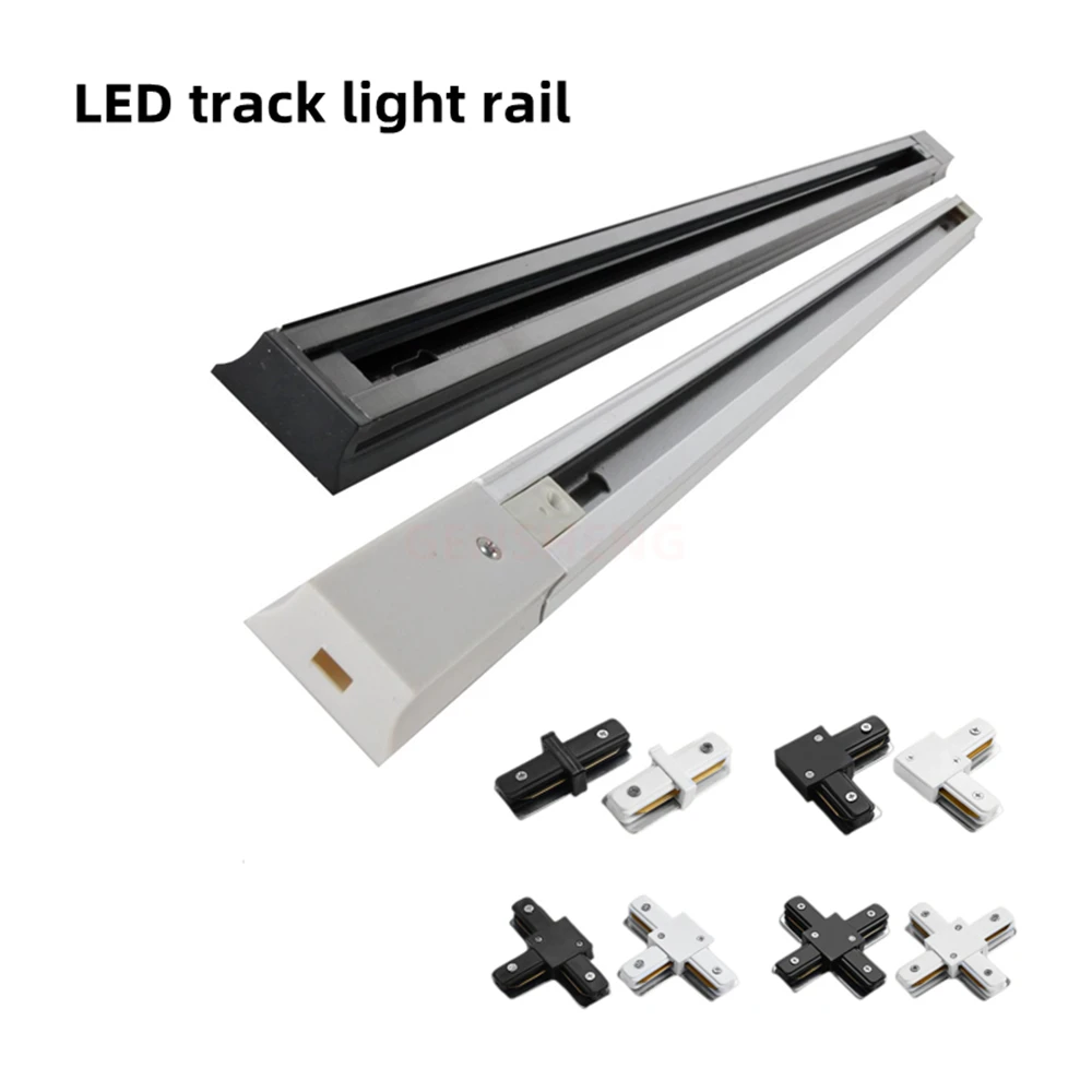 LED-Track-Light-Rail-0-5M-1M-Black-White-Aluminum-2-Wire-System-Track ...