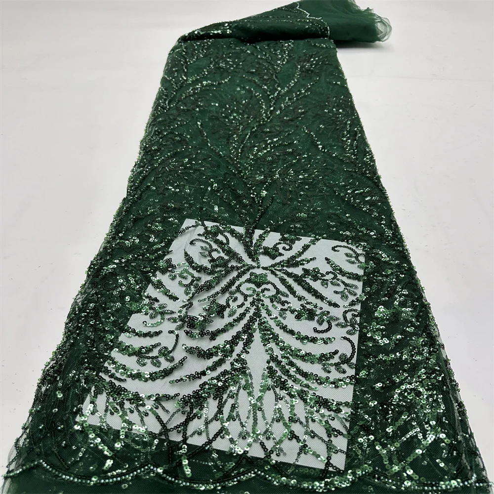 Green African Lace Fabric 5 Yards Latest Nigerian Mesh Laces Fabric ...