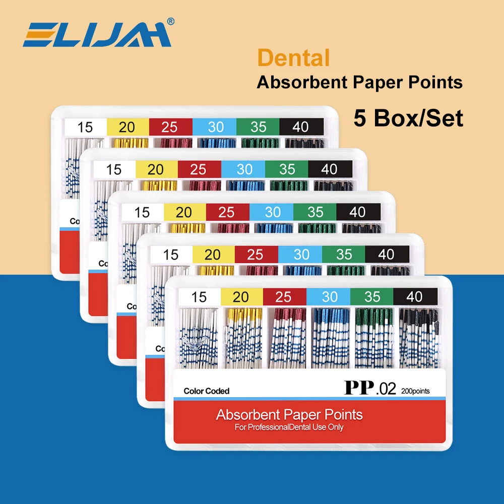 ELIAJH 5Box Dental Absorbent Paper Points Sterile Mixed Size Root Canal ...