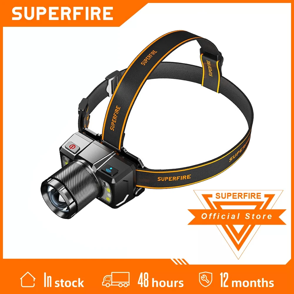 Superfire Hl25 Powerful Led Zoomable Headlamp Type-c Charging Headlight Waterproof 18650 Battery ...