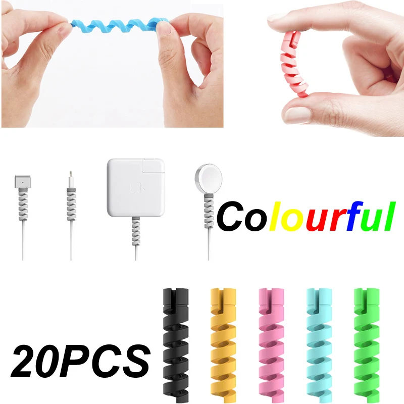 20PCS-Colourful-Charging-Cable-Protector-For-Phones-Cable-holder-Ties ...