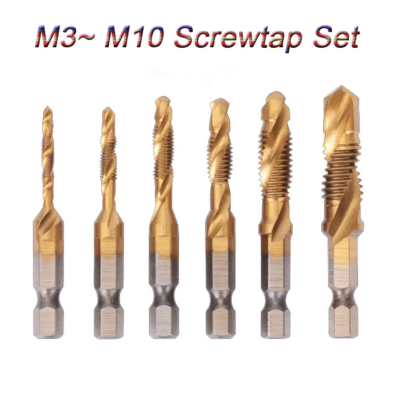 Hand Tools Drilling and Tapping drills Screwtap Set M3 M4 M5 M6 M8 M10 ...
