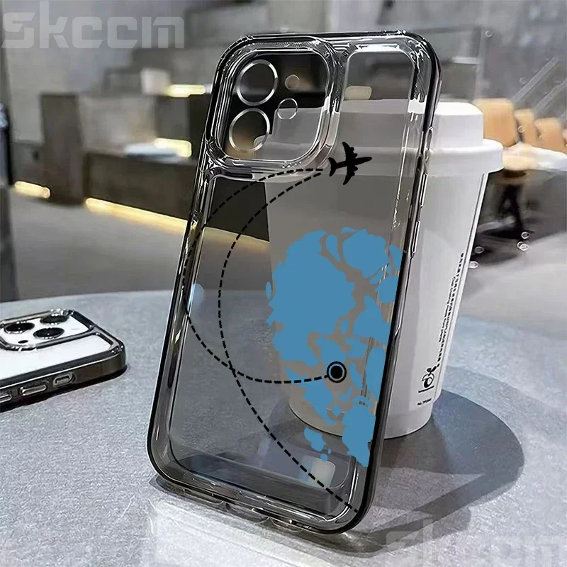 Travel-Inspired Airplane Route Design Clear Phone Case - Shockproof ...