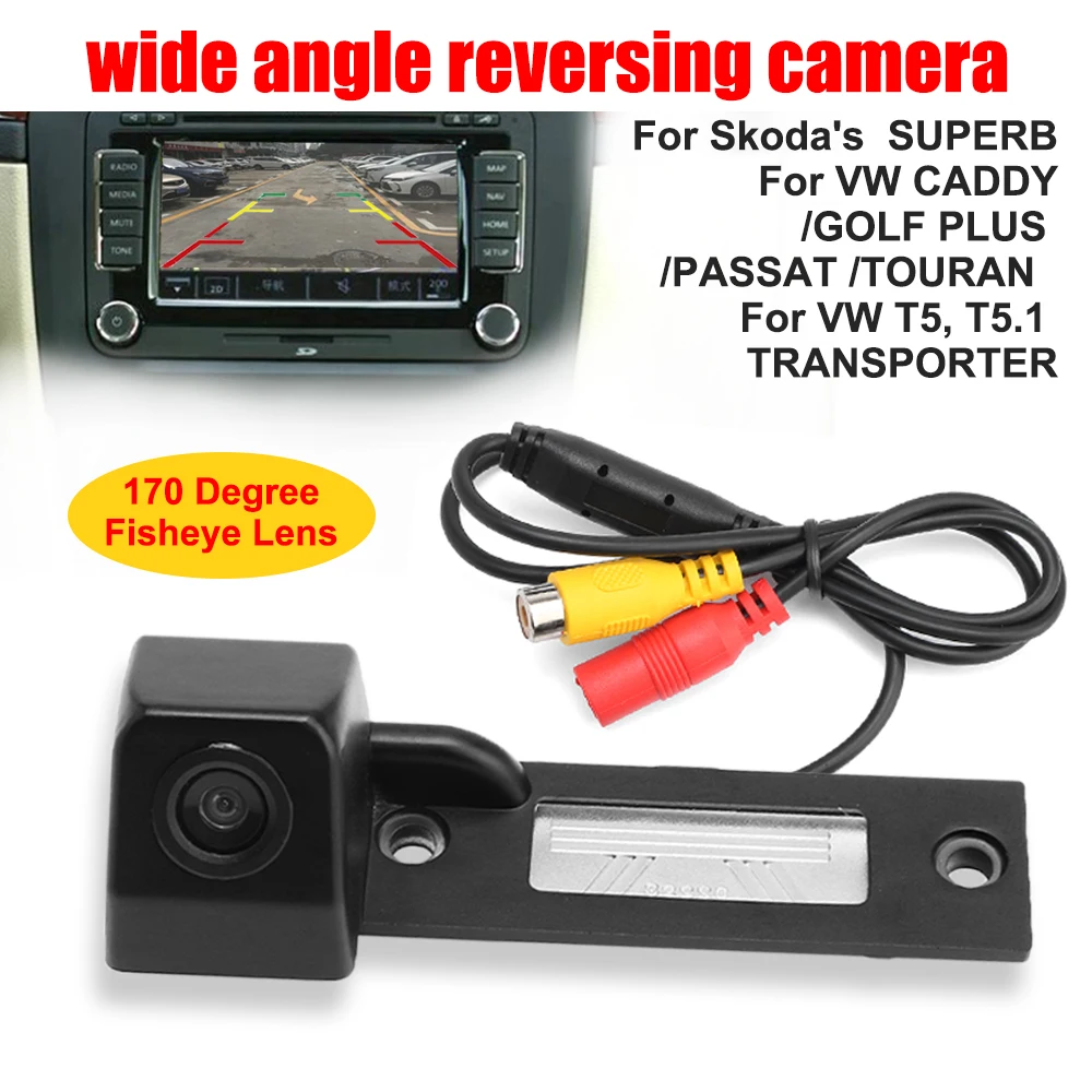 Hd câmera de visão traseira do carro reverso backup para vw caddy golf ...