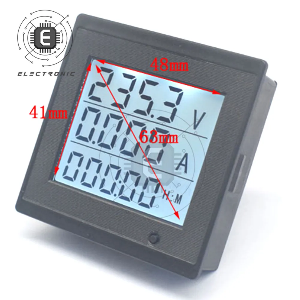 AC-60-500V-20A-LED-Digital-Voltmeter-Ammeter-Hertz-220V-Voltage-Current ...