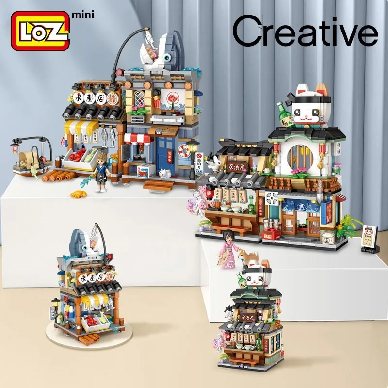 LOZ-building-blocks-Japanese-style-street-view-izakaya-aquatic-product-store-mini-small ...