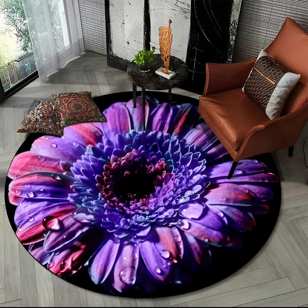 3D-Luxury-Flower-Rose-Daisy-Nordic-Round-Carpet-Rug-for-Living-Room ...