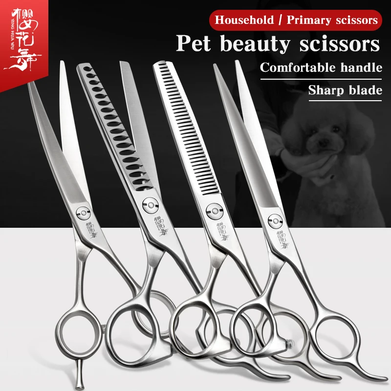Professional-pet-grooming-scissors-kit-Straight-Cut-Curved-Scissors ...