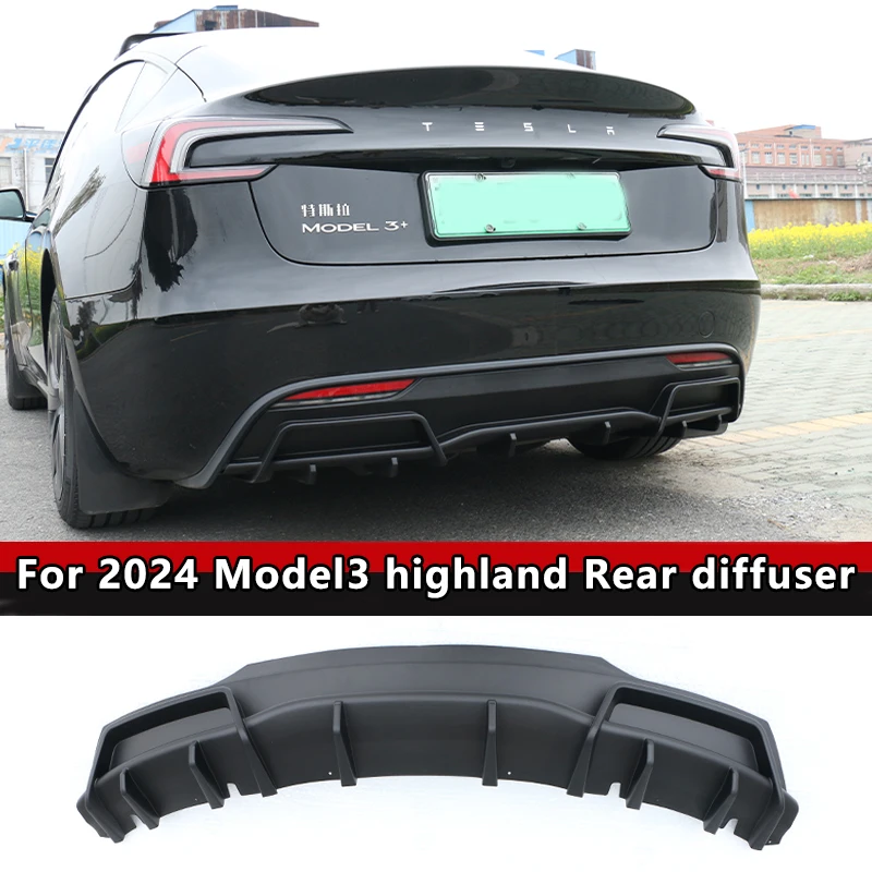 For-Tesla-2024-Model3-highland-Body-Kit-Matte-black-Rear-Diffuser ...