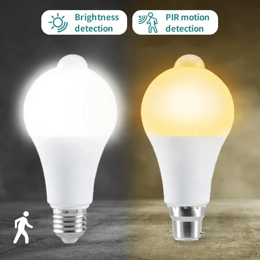 Motion-Sensor-LED-Bulb-E27-LED-Lamp-B22-PIR-Sensor-Light-Bulbs-Auto-ON ...