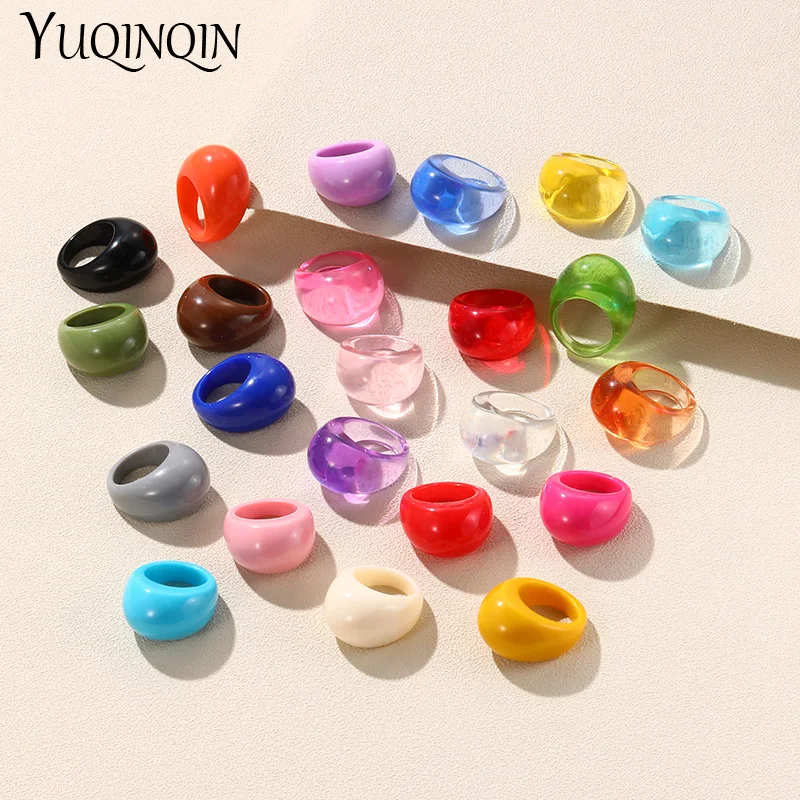New-Trendy-Big-Round-Acrylic-Resin-Rings-Sets-for-Women-Geometric ...