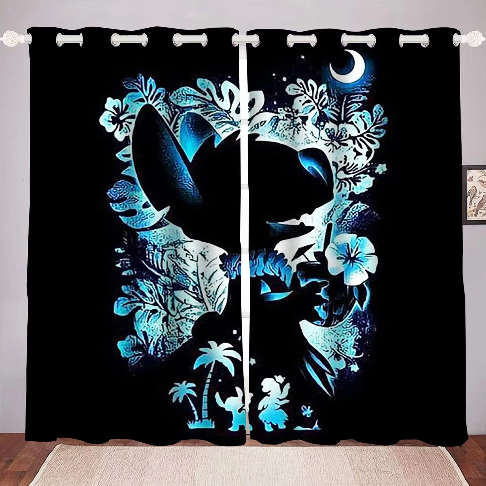 Stitch-Lilo-Cartoon-Window-Curtain-3D-Print-Blackout-Curtains-Living ...