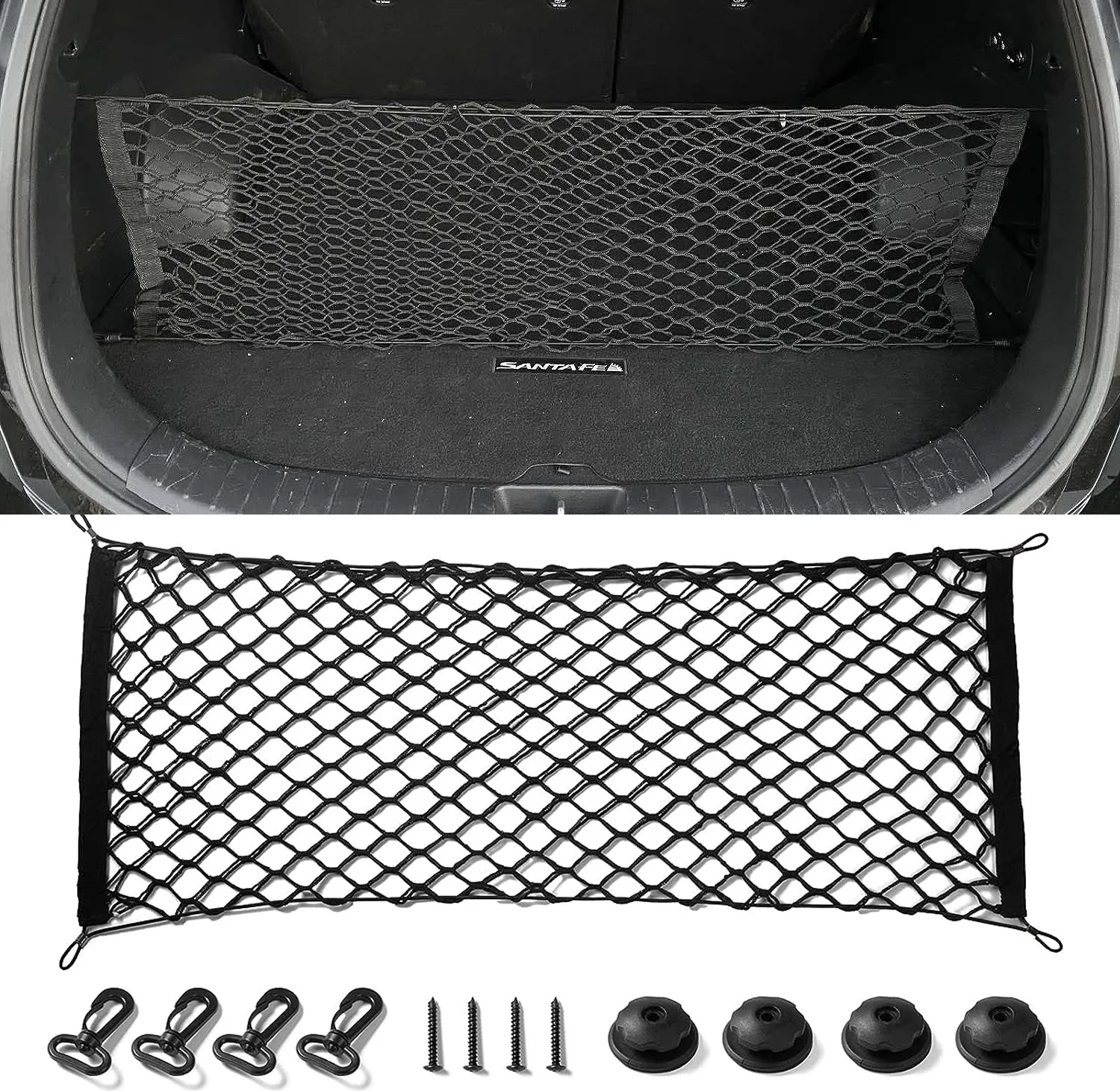 4-HooK-Car-Rear-Boot-Trunk-Cargo-Elastic-Mesh-Net-Luggage-Organizer-For ...