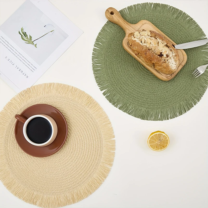 Bohemian-Hand-Woven-Placemats-Round-Fringe-Heat-Resistant-Anti-slip ...