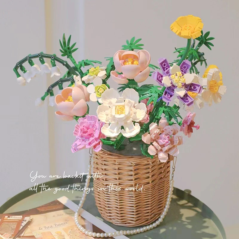 1pcs Flower Bouquets Building Blocks Plants City Street View Decoration ...