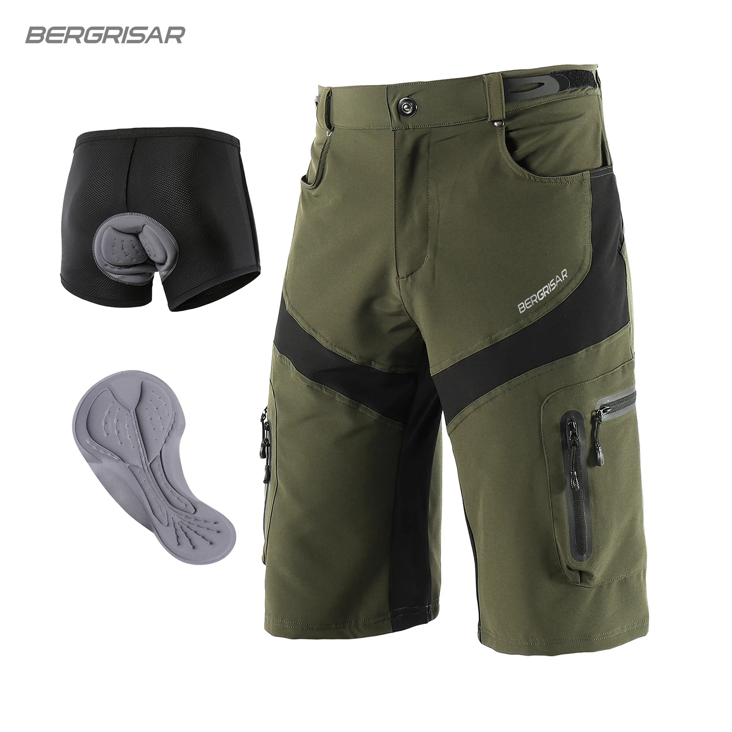 BERGRISAR Cycling Shorts Men Bicycle Looose Fit Mountain Bike Pants ...