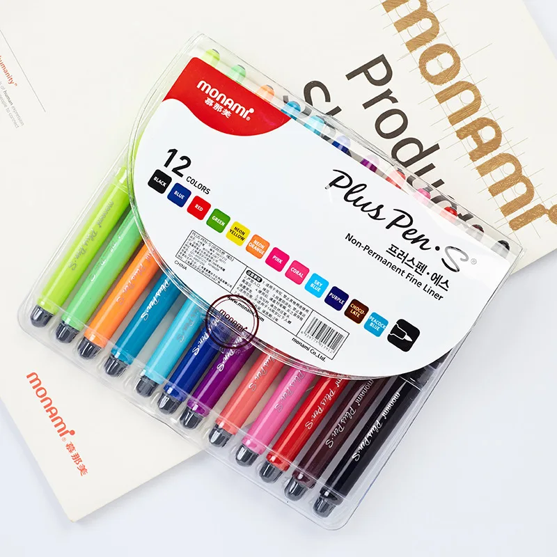 MONAMI-PLUS-PEN-S-Colored-Fine-Liner-Pens-Set-Fiber-Nib-Drawing-Sketch ...