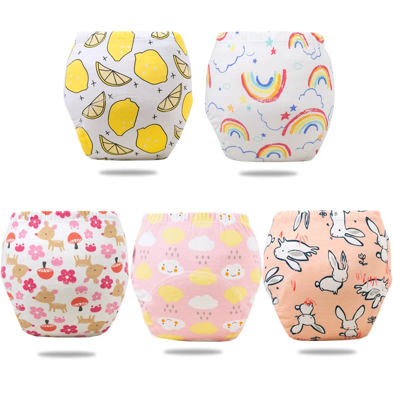5Pcs/Lot Baby Cloth Diaper Boys Training Pants 6 Layer Waterproof ...