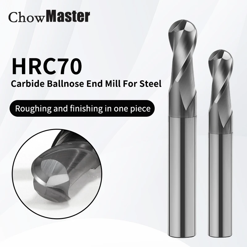 HRC70-A39-Steel-Ball-Nose-End-Mill-50-150mm-2-Flute-Coating-Roughing ...