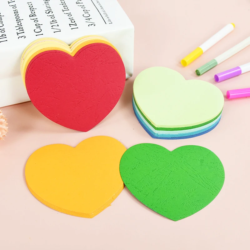 50pcs-Heart-Sticky-Notes-Colorful-Study-Message-Card-Wishing-Greeting ...