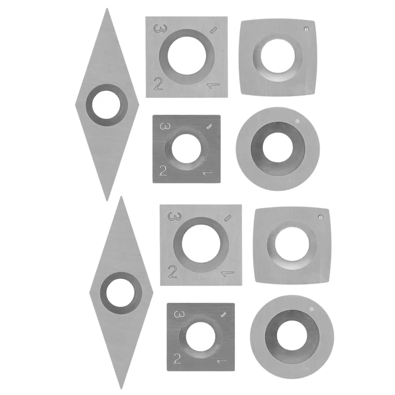 10Pcs-Tungsten-Carbide-Cutters-Inserts-Set-For-Wood-Lathe-Turning-Tools ...