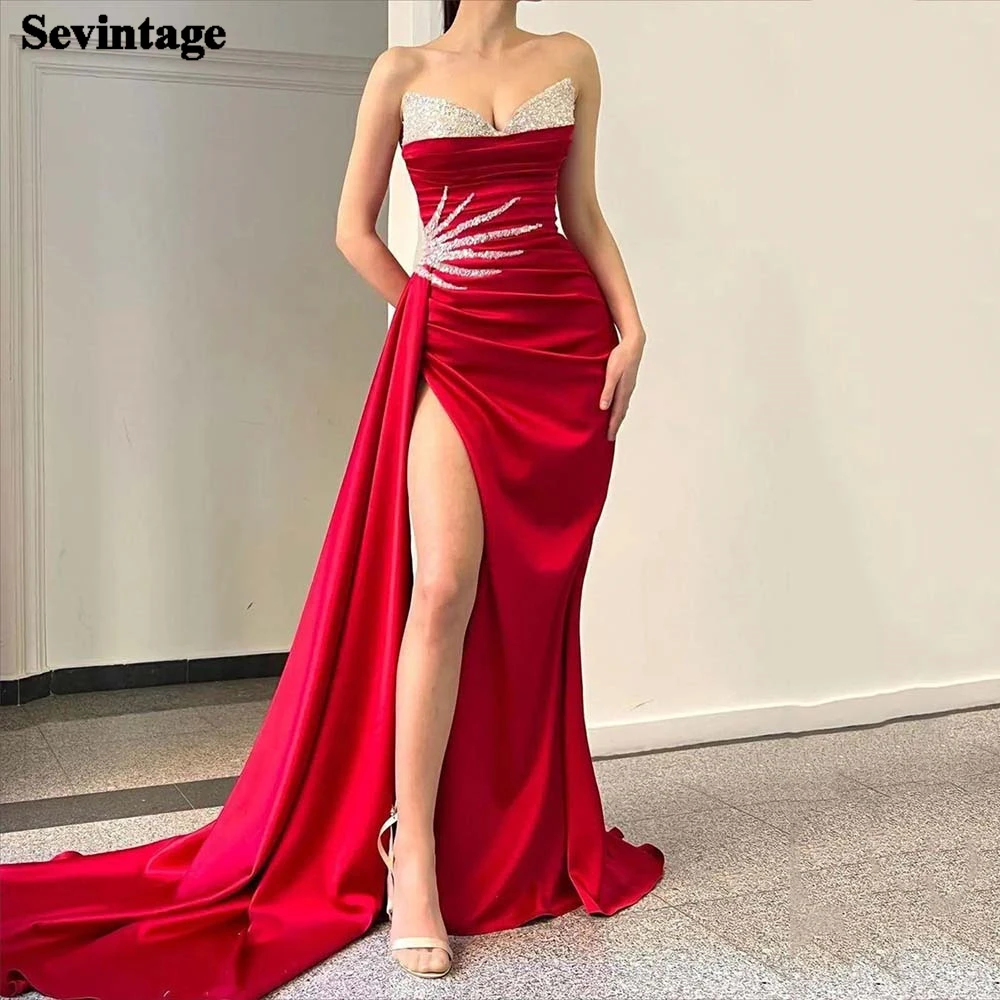 Red Gown Evening Dress | Pageant Dresses Women | Satin Party Dresses ...