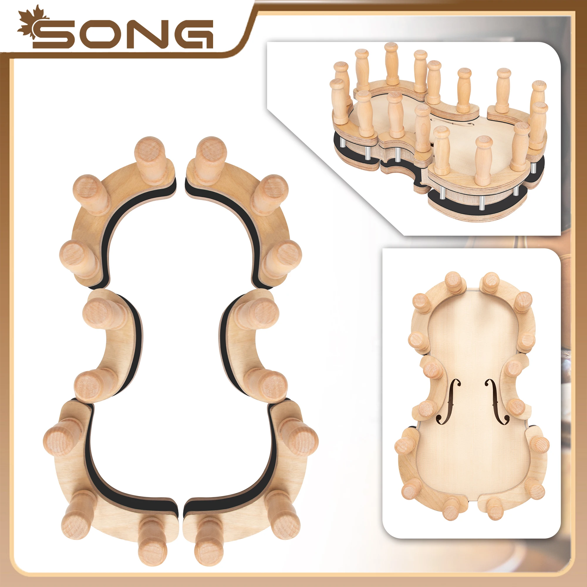 1-Set-violin-viola-Solid-wood-Clamps-violin-fixed-clips-Top-Back-Clamp ...