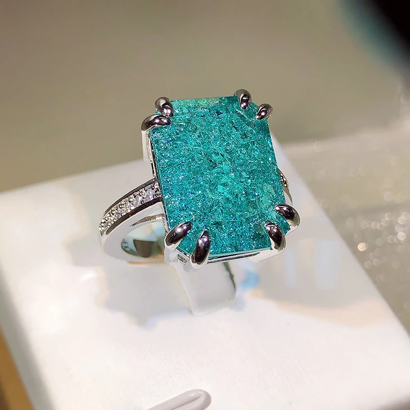 Silver Tourmaline Ring Paraiba | Tourmaline Paraiba 925 Silver - 925 ...