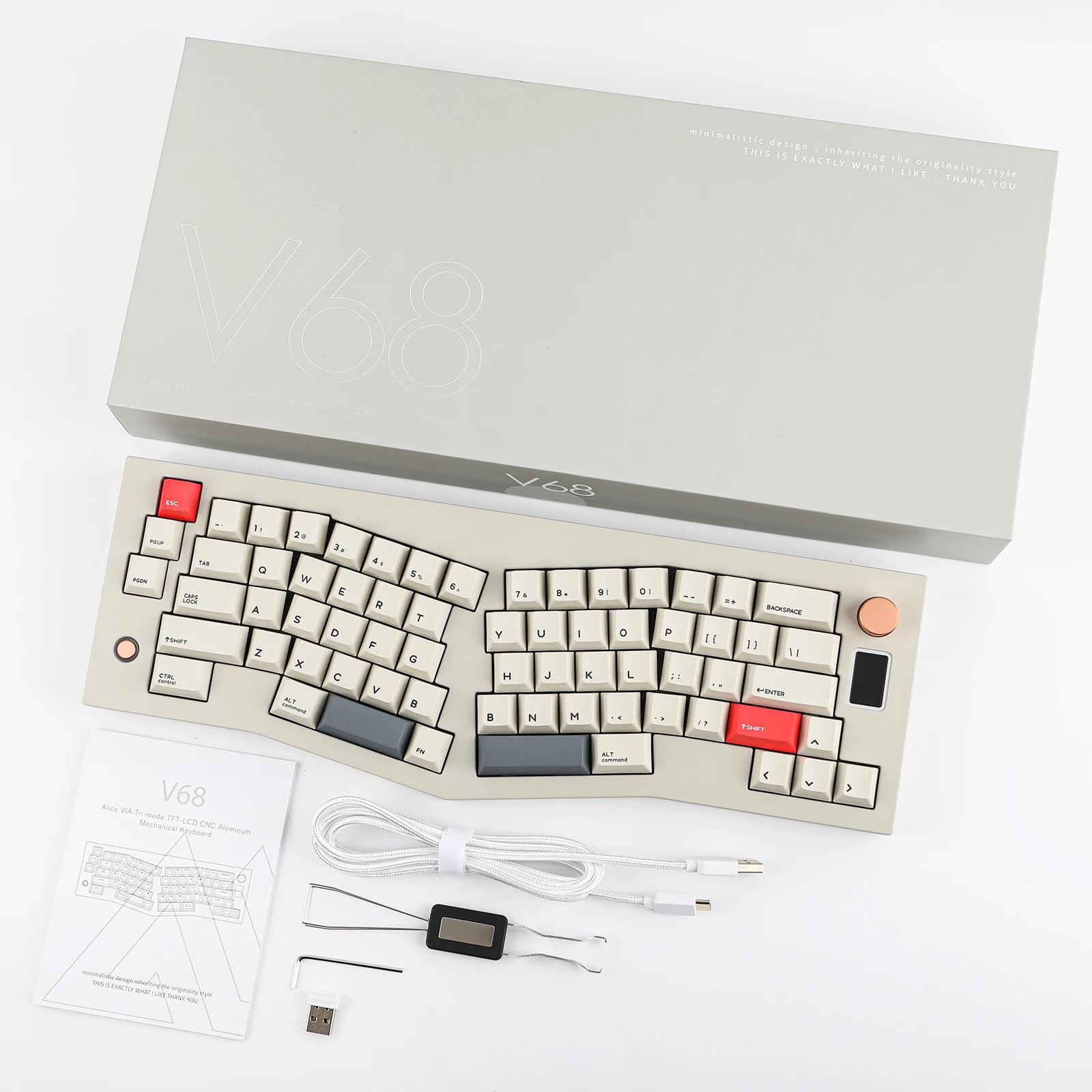 CIDOO V68 Alice-layout VIA Hot-Swappable Keyboard With TFT-LCD Screen ...