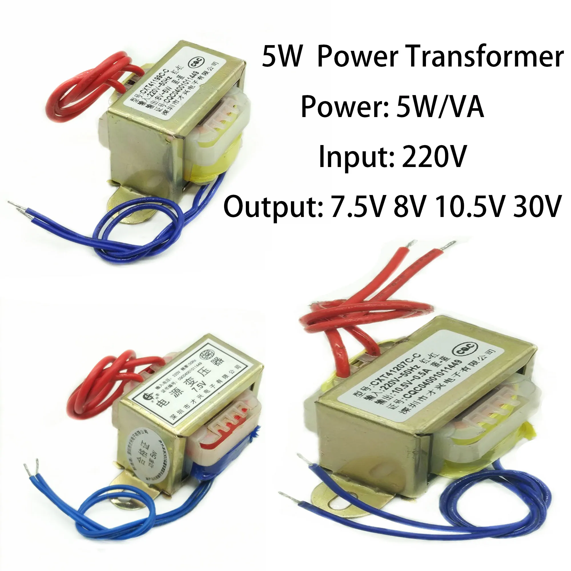 5W Power Transformer Input AC 220V EI41 Copper Core 50~60Hz Output AC 7 ...