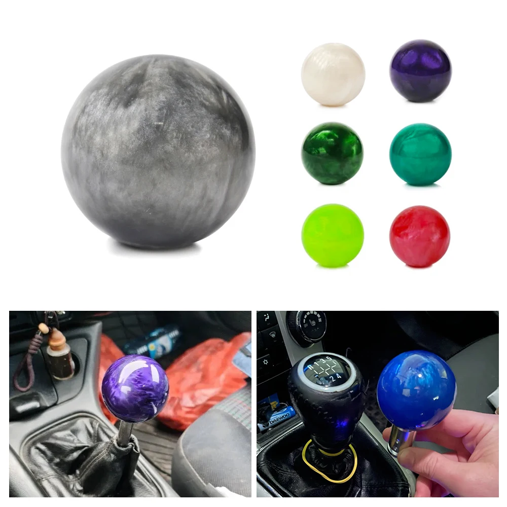 NEW-Racing-Marble-Style-Round-Ball-Gear-Shift-Knob-With-3-Adapters-For ...