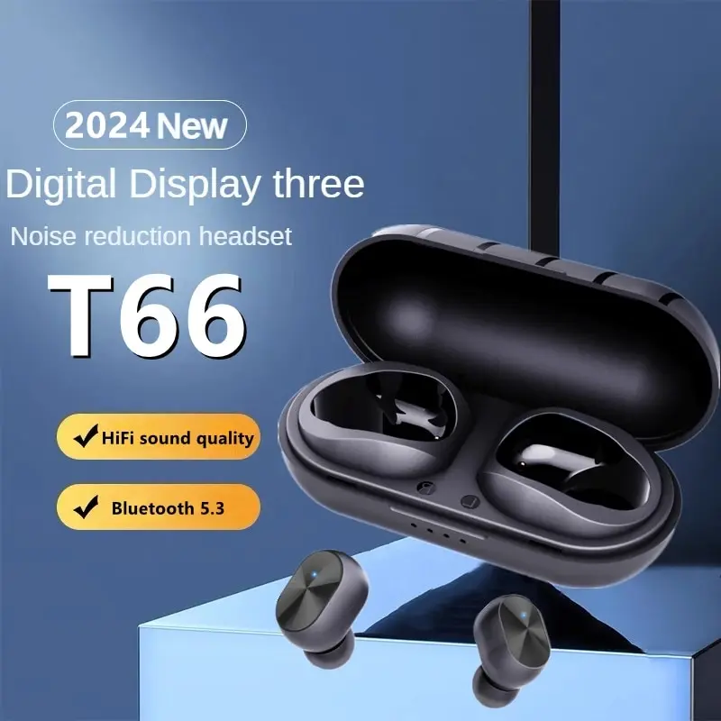 T66 TWS Wireless Headphones 5.3 Bluetooth Earphones HIFI Lossless Sound ...