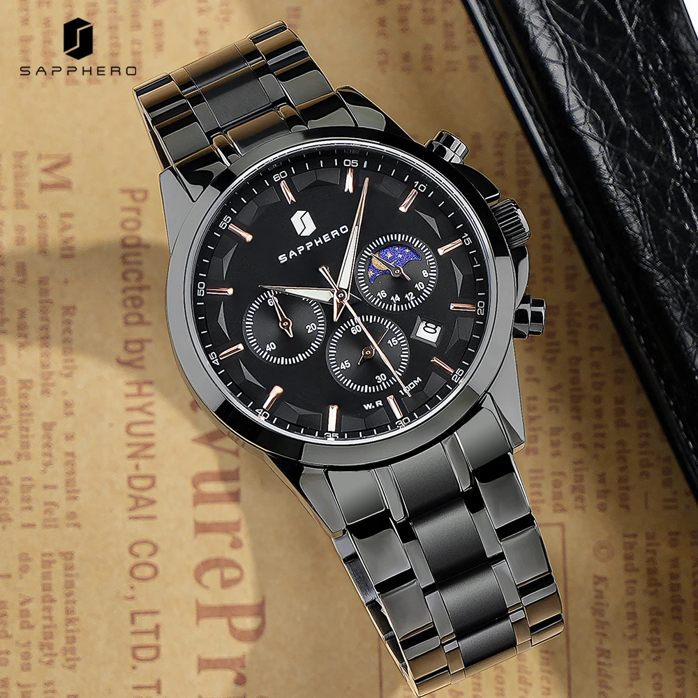 SAPPHERO-Luxury-Watch-for-Man-Elegant-Date-Waterproof-Luminous-Black ...
