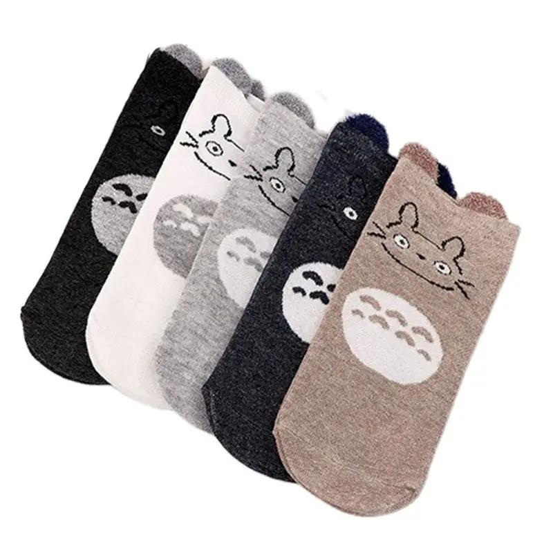 5-Pairs-Lot-Cartoon-Cat-Pattern-Socks-Cute-Animal-Print-Women-Socks-Set ...