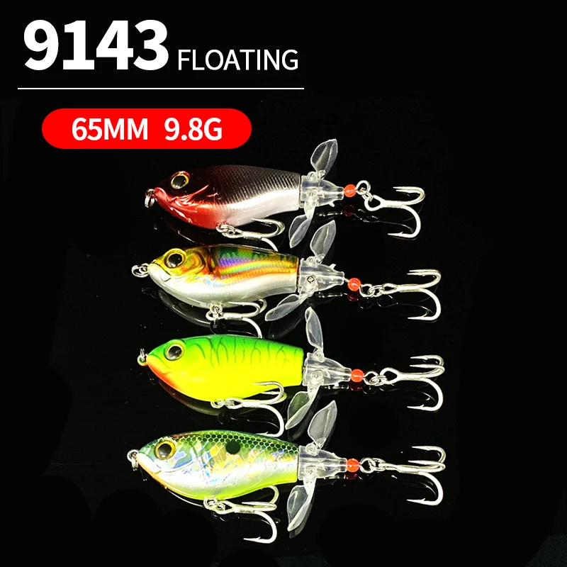 65mm-9-8g-Water-Surface-Tractor-Fishing-Lures-Double-Propeller-Wobbler ...