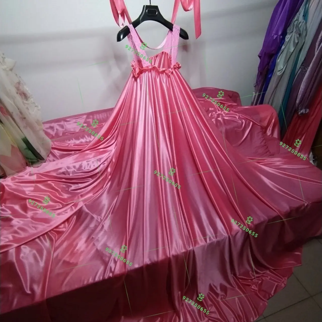 Glossy-Sexy-Women-Satin-Maxi-Dress-with-Sash-Sleeveless-Loose-Plus-Size ...