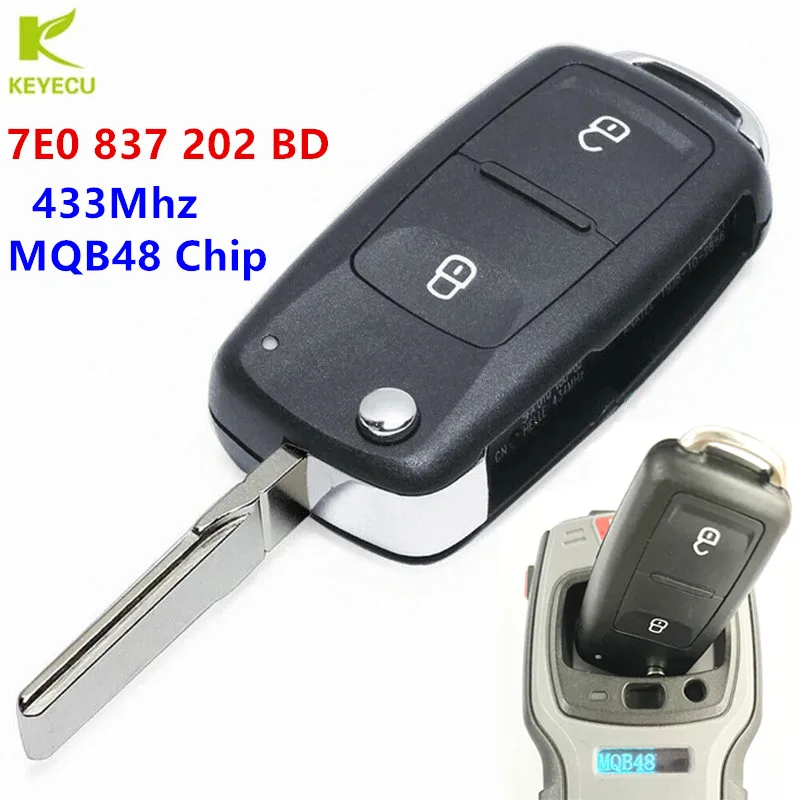 KEYECU-Replacement-Flip-Remote-Control-Key-FOB-2Button-433Mhz-MQB48 ...