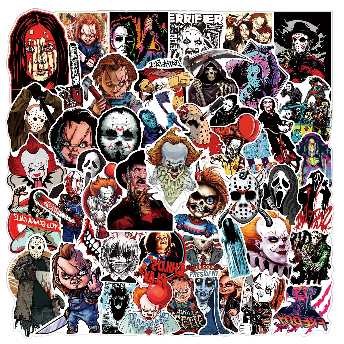 10/30/50pcs Horror Movie Graffiti Stickers Cartoon Scrapbook Water Cup ...