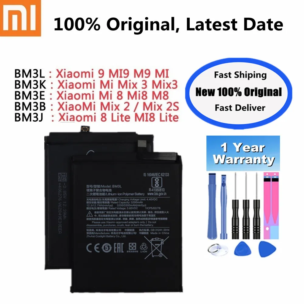 BM3L BM3K BM3E BM3B BM3J 100% batería Original para Xiaomi 9 8 Mi9 Mi8 ...