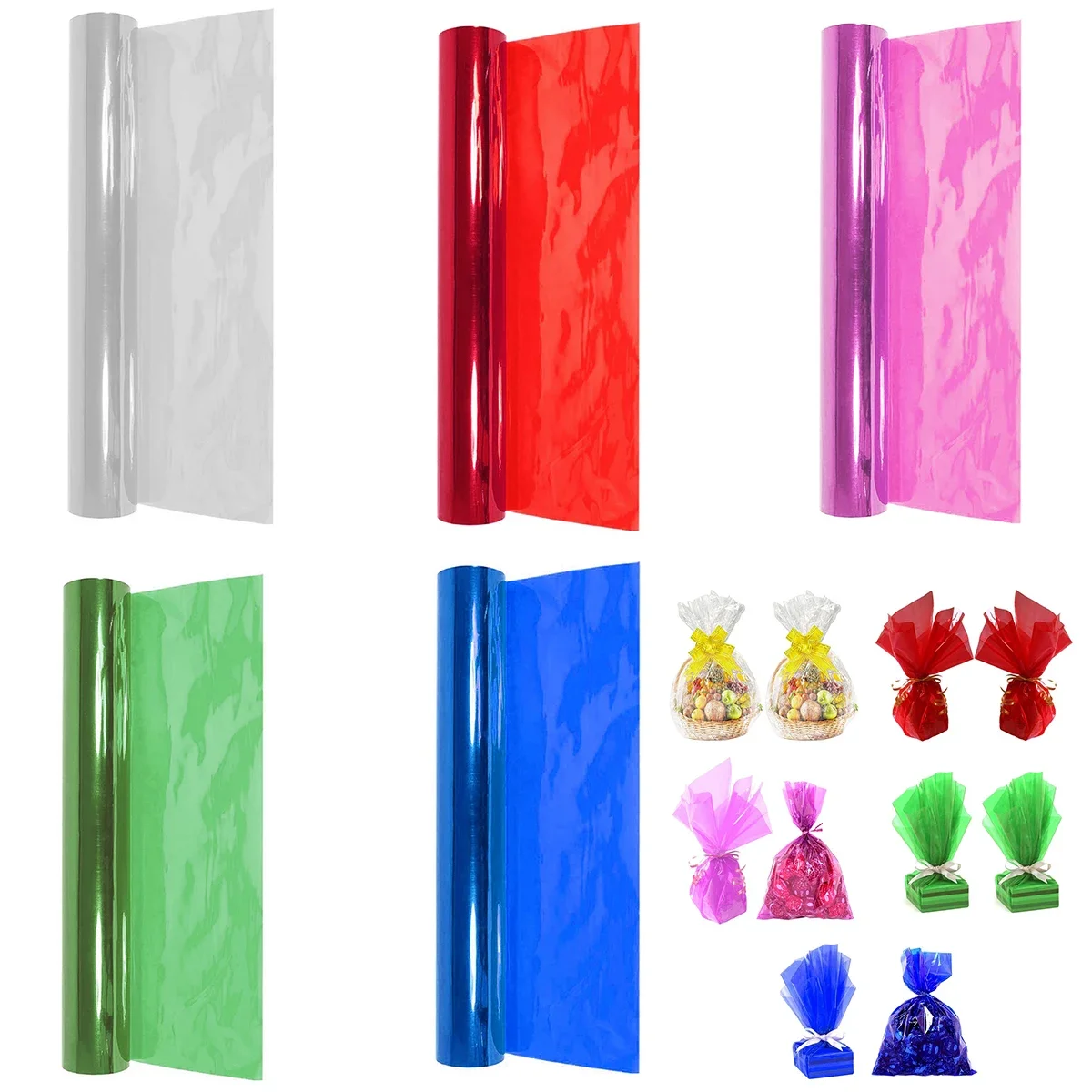 Rollo-de-envoltura-de-celof-n-de-colores-transparentes-rollos-de-papel ...