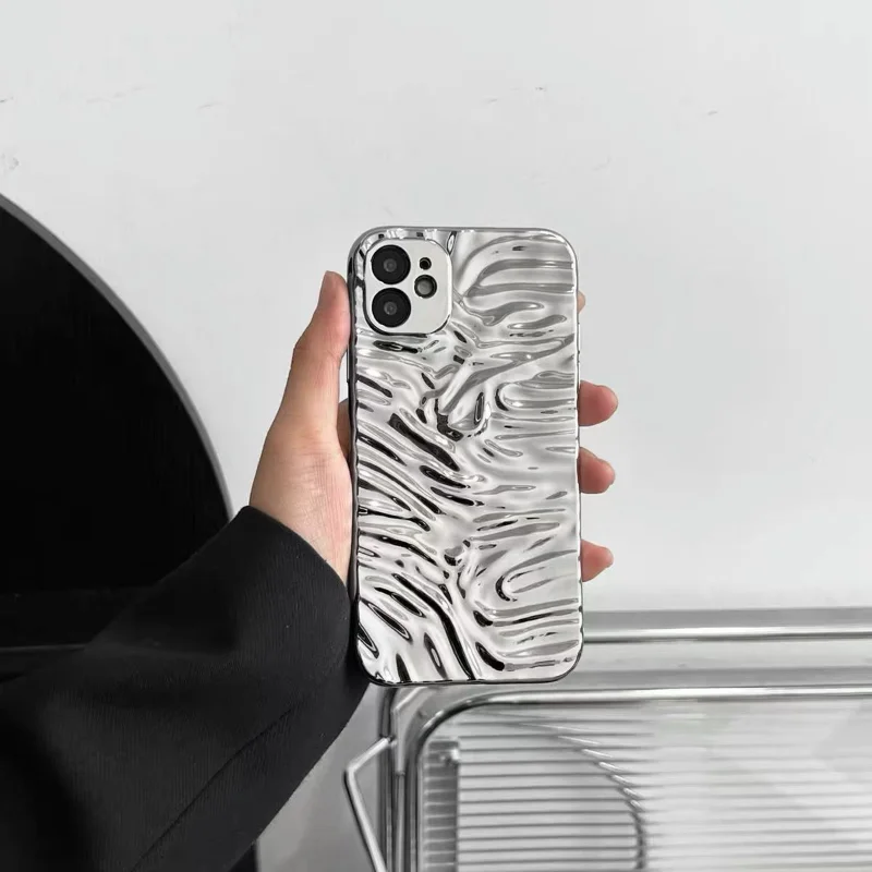 Niche-Cold-Wind-High-End-Water-Sensitive-Ripple-Silver-Phone-Case-Is ...
