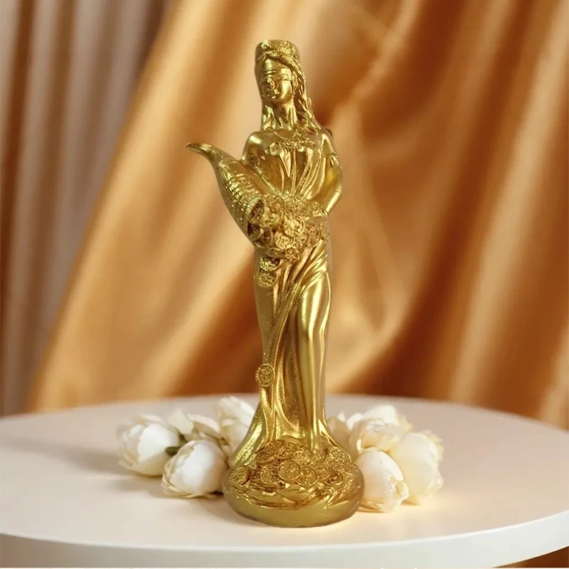 European Style Golden Wealth Goddess Statue Ancient Greece Luck Goddess ...