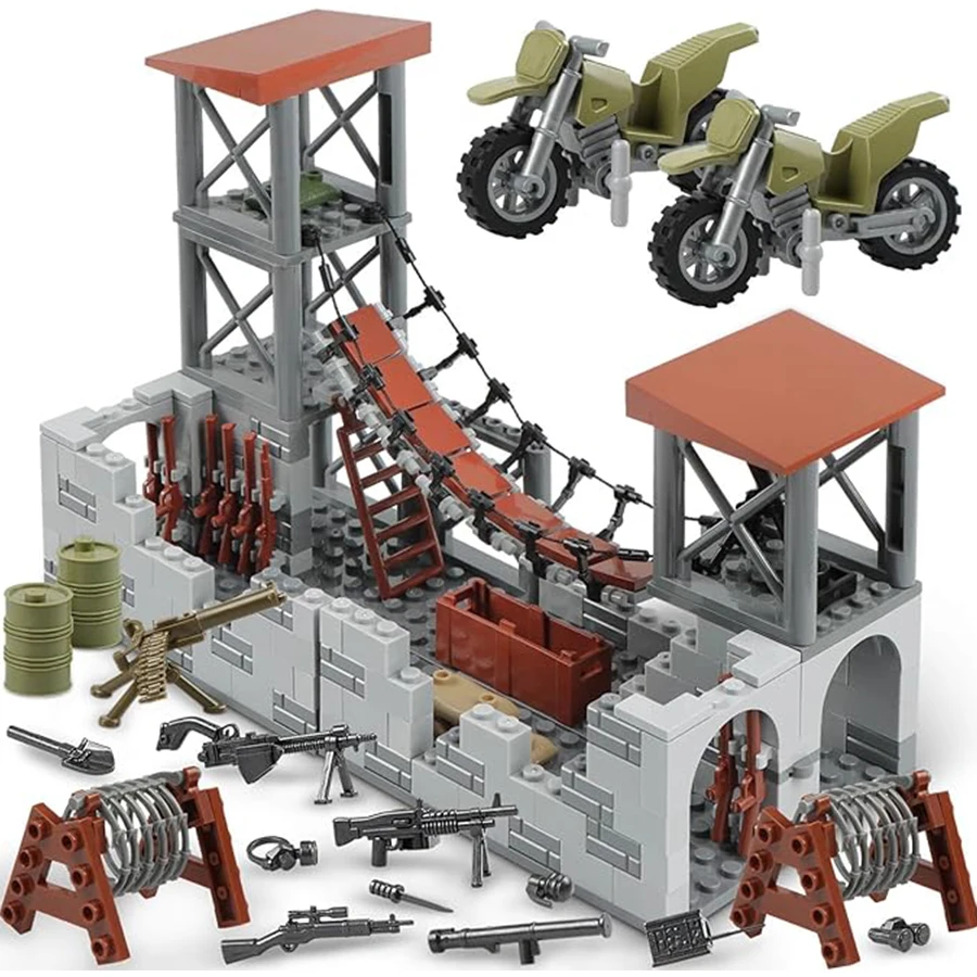 Upgraded Military Base Building Block Sets WW2 Army Models Mini Army ...