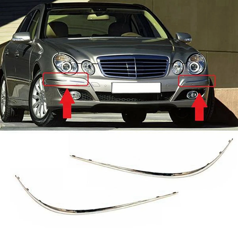 2 Pair Front Bumper Chrome Strip Trim Molding For Mercedes W211 E320 ...